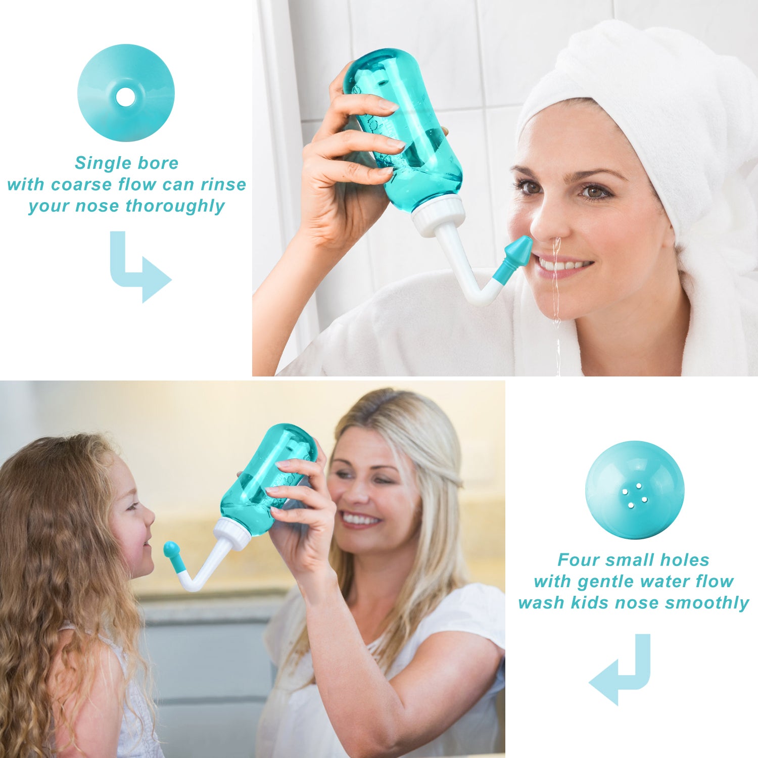 MAOEVER Neti Pot Sinus Rinse Bottle Nose Wash Cleaner Pressure Rinse N ...